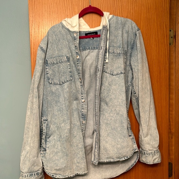 PacSun | Jackets & Coats | Pacsun Distressed Jean Jacket With Cloth ...